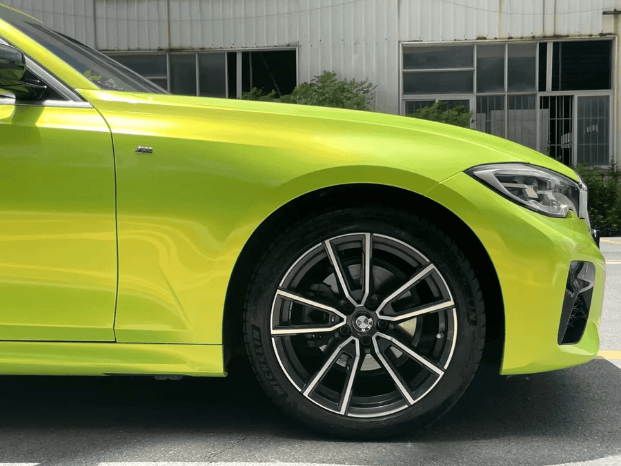 Pearlescent Neon Yellow Car Wrap | Metallic Fluorescent Yellow Wrap ...